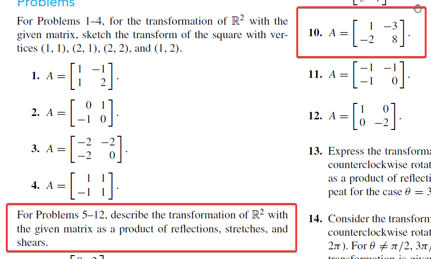 Solved #10: describe the transformation of R2 with the given | Chegg.com