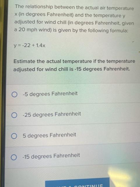 Solved The relationship between the actual air temperature x | Chegg.com