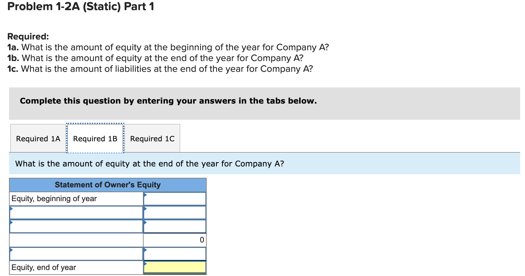 Solved Required Information Problem 1 2a Static
