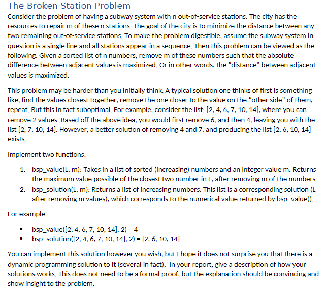 Solved The Broken Station Problem Consider the problem of | Chegg.com