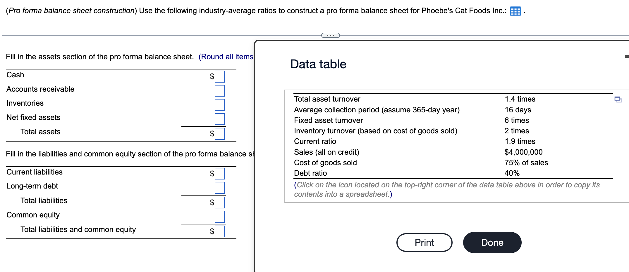 Solved Fill in the assets section of the pro forma balance | Chegg.com