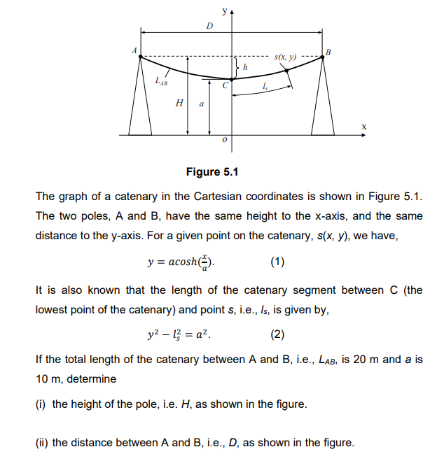 Solved LAB s(x, y) X 0 Figure 5.1 The graph of a catenary in | Chegg.com