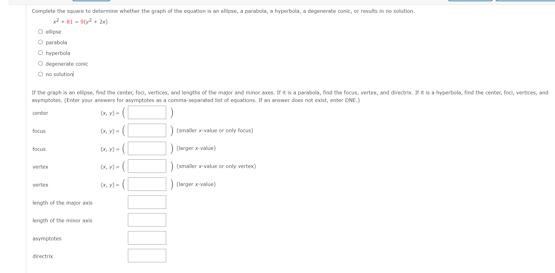 Solved Complete the square to determine whether the graph of | Chegg.com