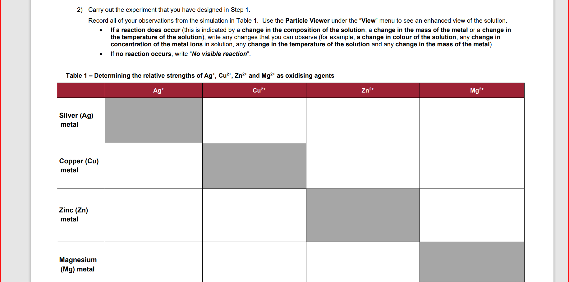 2) Carry out the experiment that you have designed in | Chegg.com