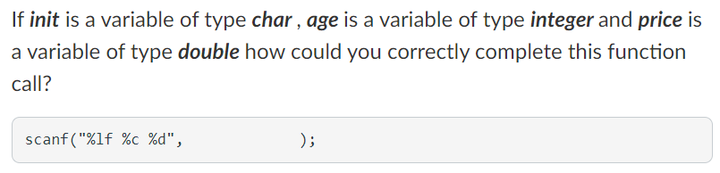 Solved If init is a variable of type char, age is a variable | Chegg.com