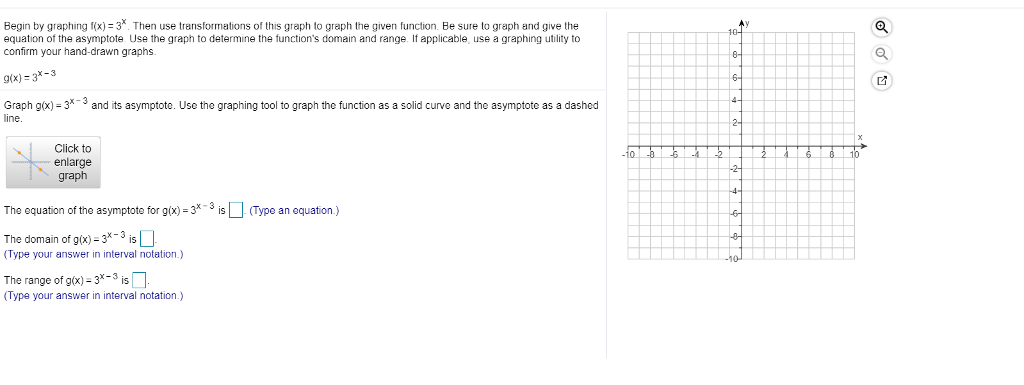 Solved Begin by graphing f(x)= 3x . Then use transformations | Chegg.com