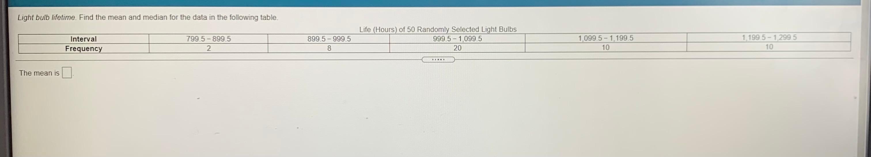 Solved Light Bulb Lifetime Find The Mean And Median For The