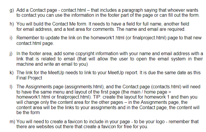 Solved a) The layout of the front page - homework1.html (or | Chegg.com