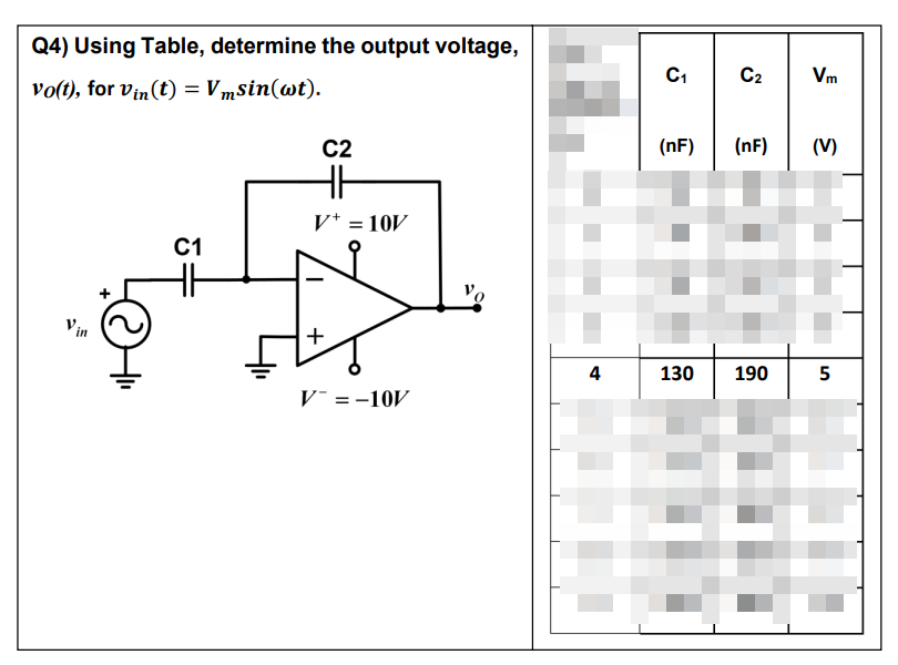 Solved Q4) Using Table, determine the output voltage, Vo(t), | Chegg.com