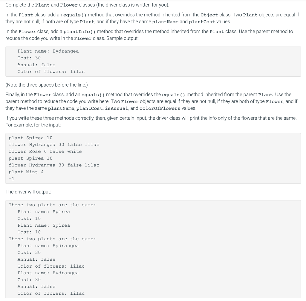 Solved public class Plant { protected String | Chegg.com Solved public class Plant { protected String | Chegg.com