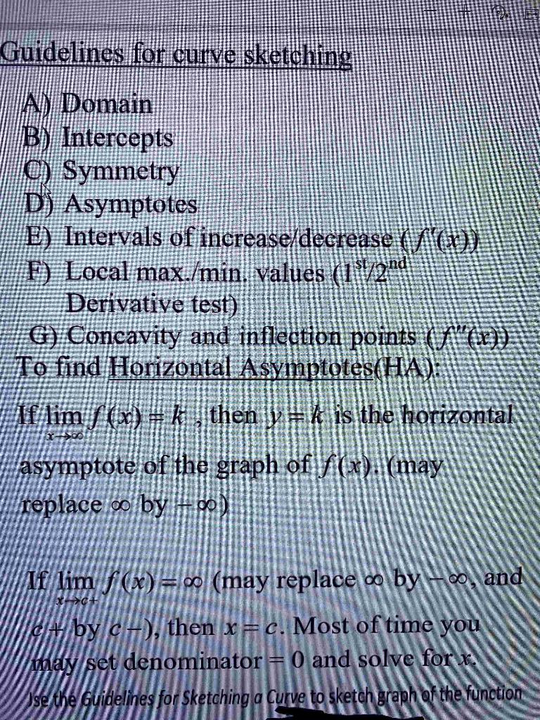 Solved Follow the Guidelines tor sketching Curves graph the | Chegg.com