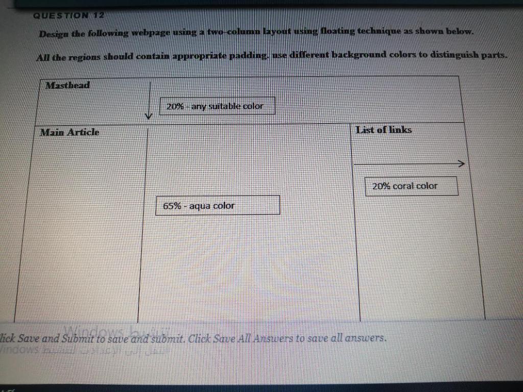 Solved QUESTION 12 Design the following webpage using a | Chegg.com