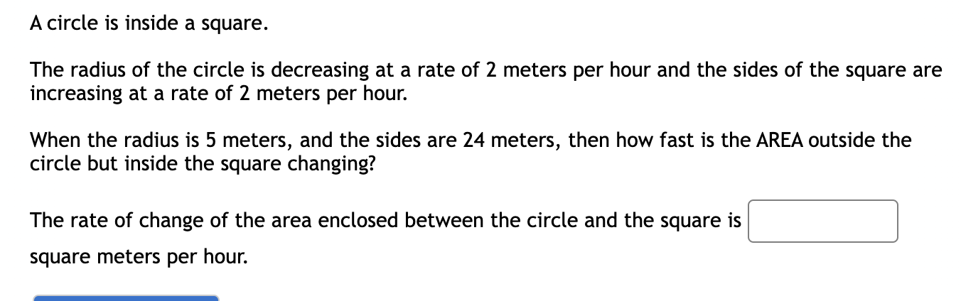 Solved A circle is inside a square. The radius of the circle | Chegg.com