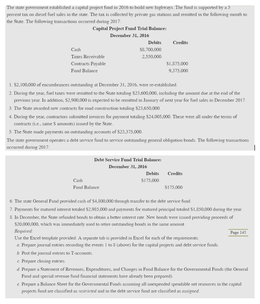 Solved The state government established a capital project | Chegg.com