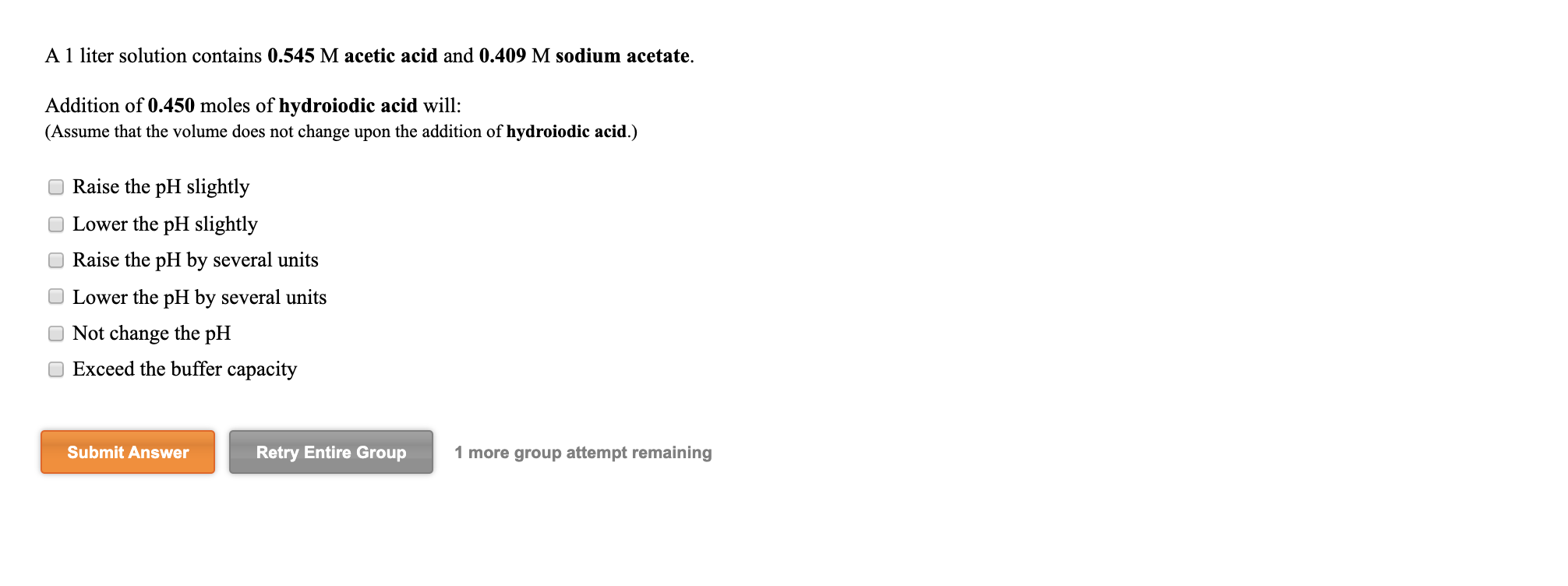 Solved A 1 liter solution contains 0.545 M acetic acid and | Chegg.com