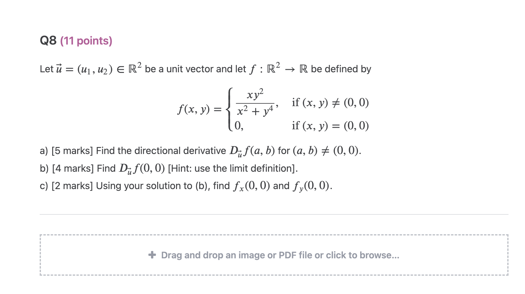Solved Let u=(u1,u2)∈R2 be a unit vector and let f:R2→R be | Chegg.com Solved Let u=(u1,u2)∈R2 be a unit vector and let f:R2→R be | Chegg.com