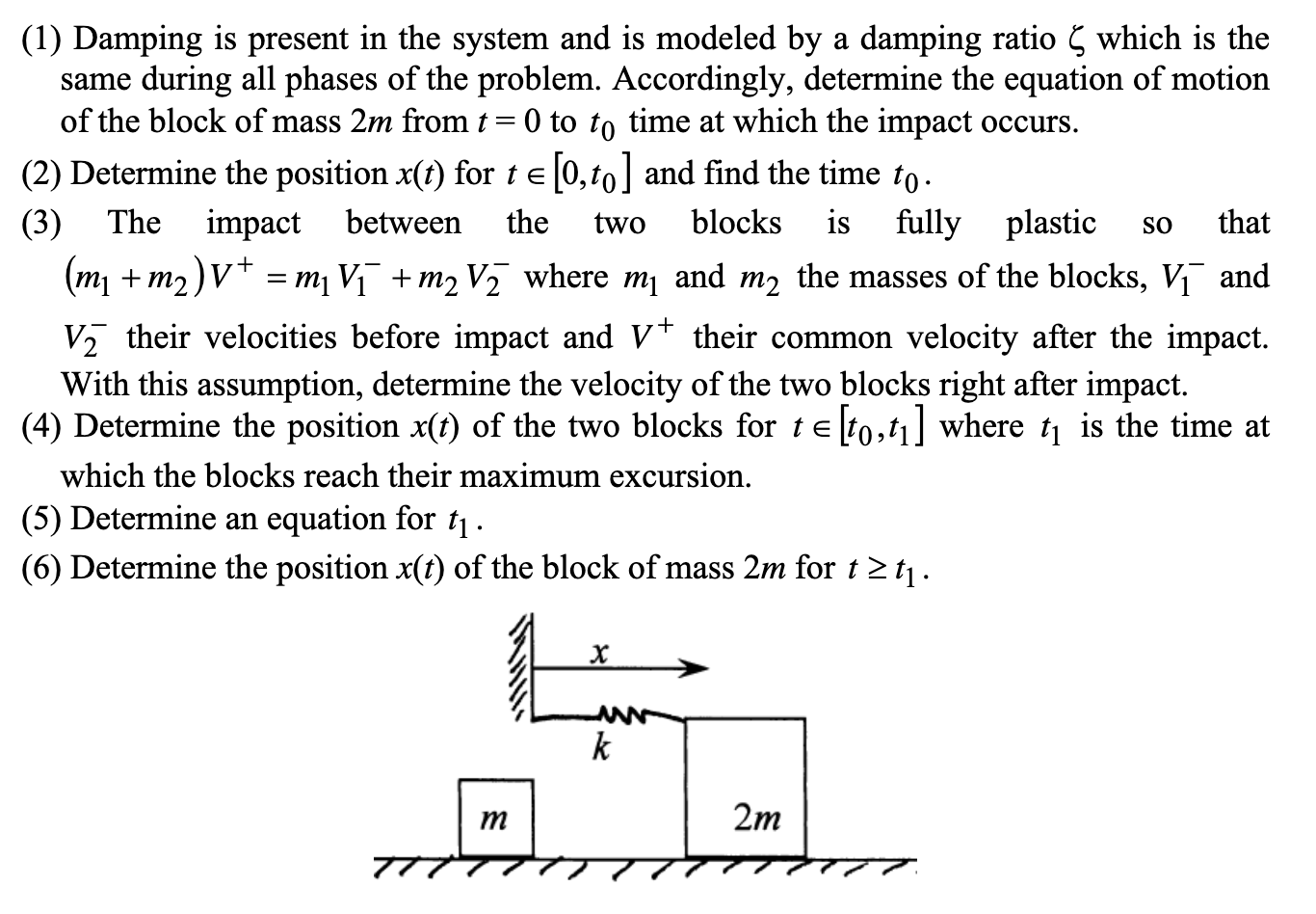 Solved 3. A block of mass 2m is connected by a spring of | Chegg.com