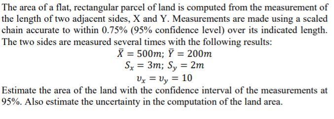 Solved The area of a flat, rectangular parcel of land is | Chegg.com