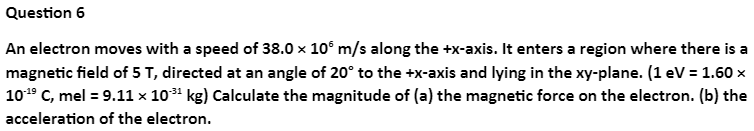 Solved An electron moves with a speed of 38.0×106 m/s along | Chegg.com