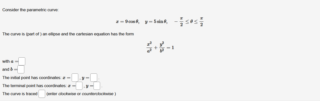 Solved Consider the parametric curve: | Chegg.com