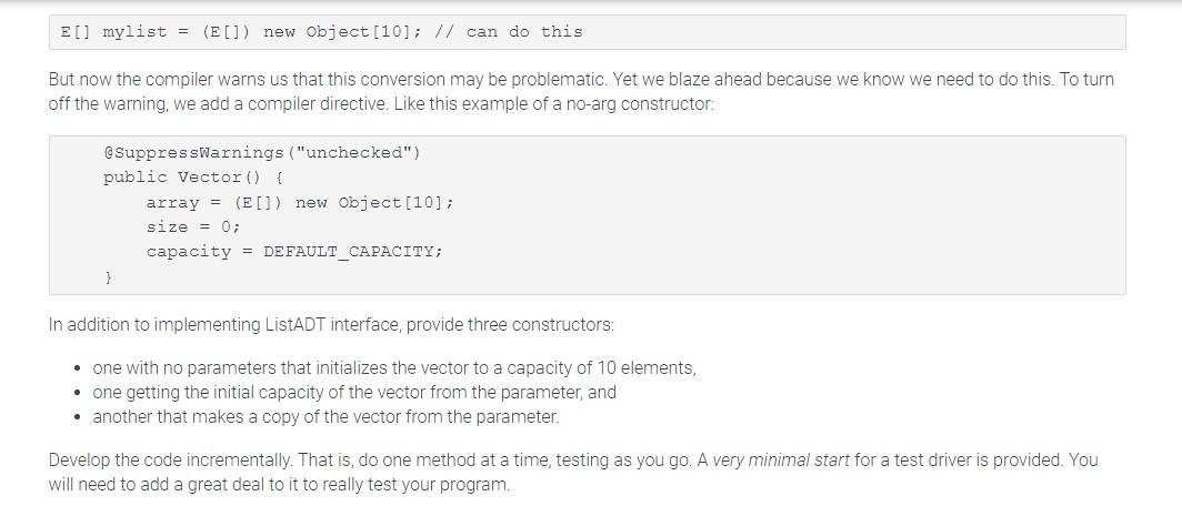 Solved 20.6 Program 5: Vector class Objectives • Design a | Chegg.com