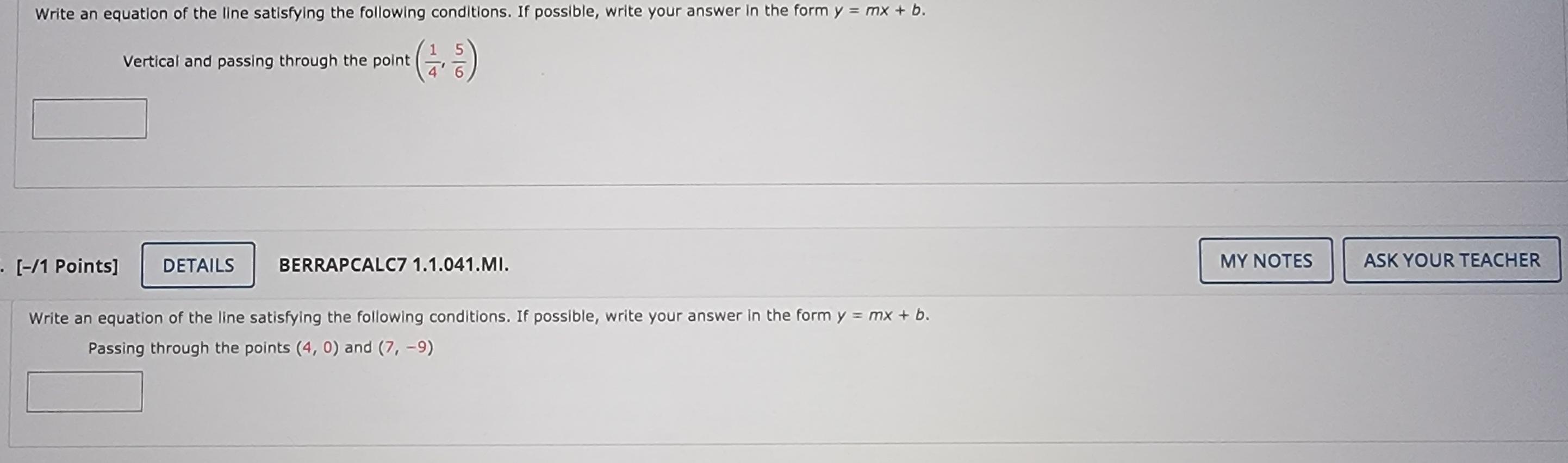 Solved Write an equation of the line satisfying the | Chegg.com
