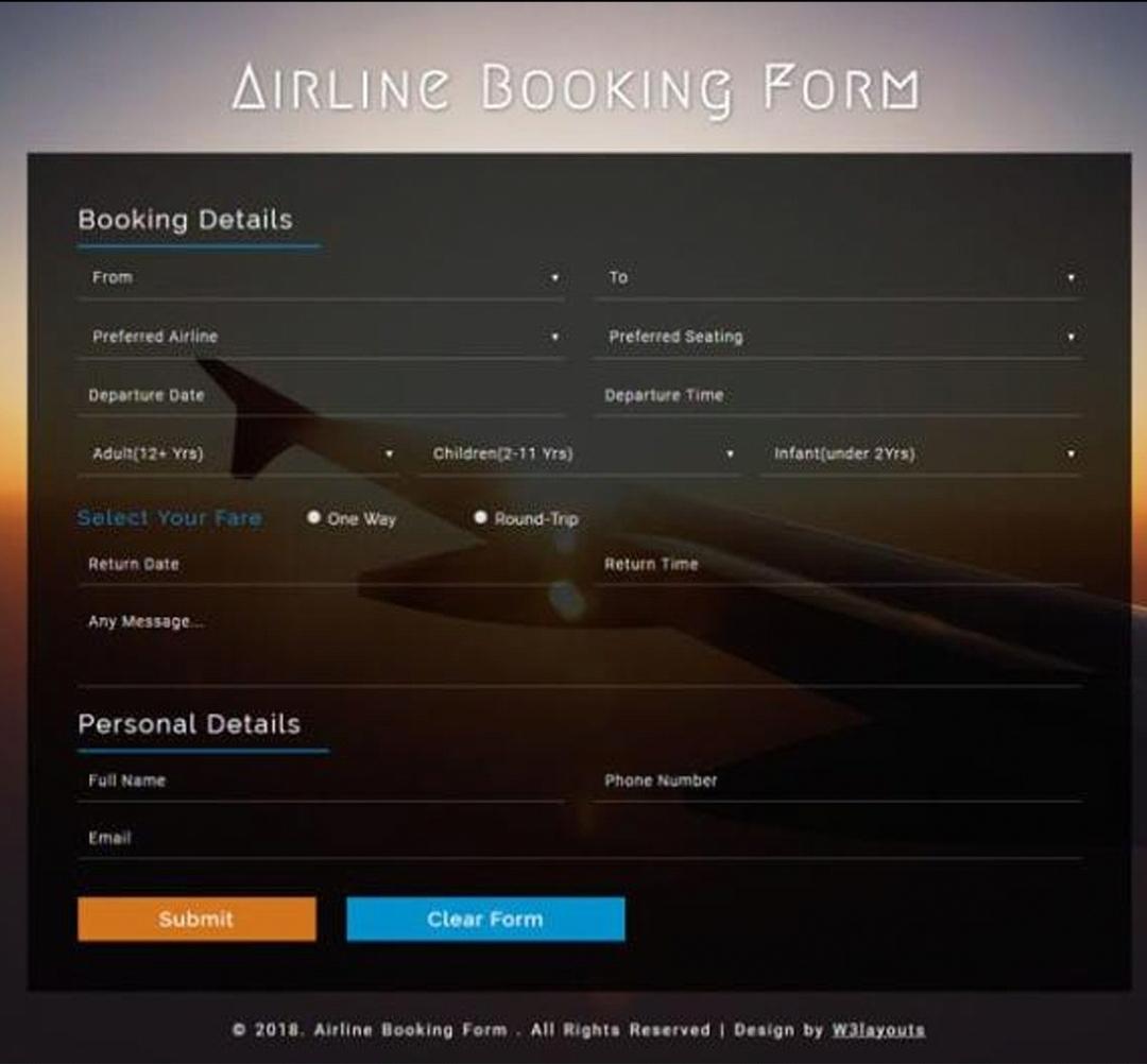 Solved AIRLINE BOOKING FORM Booking Details From TO | Chegg.com