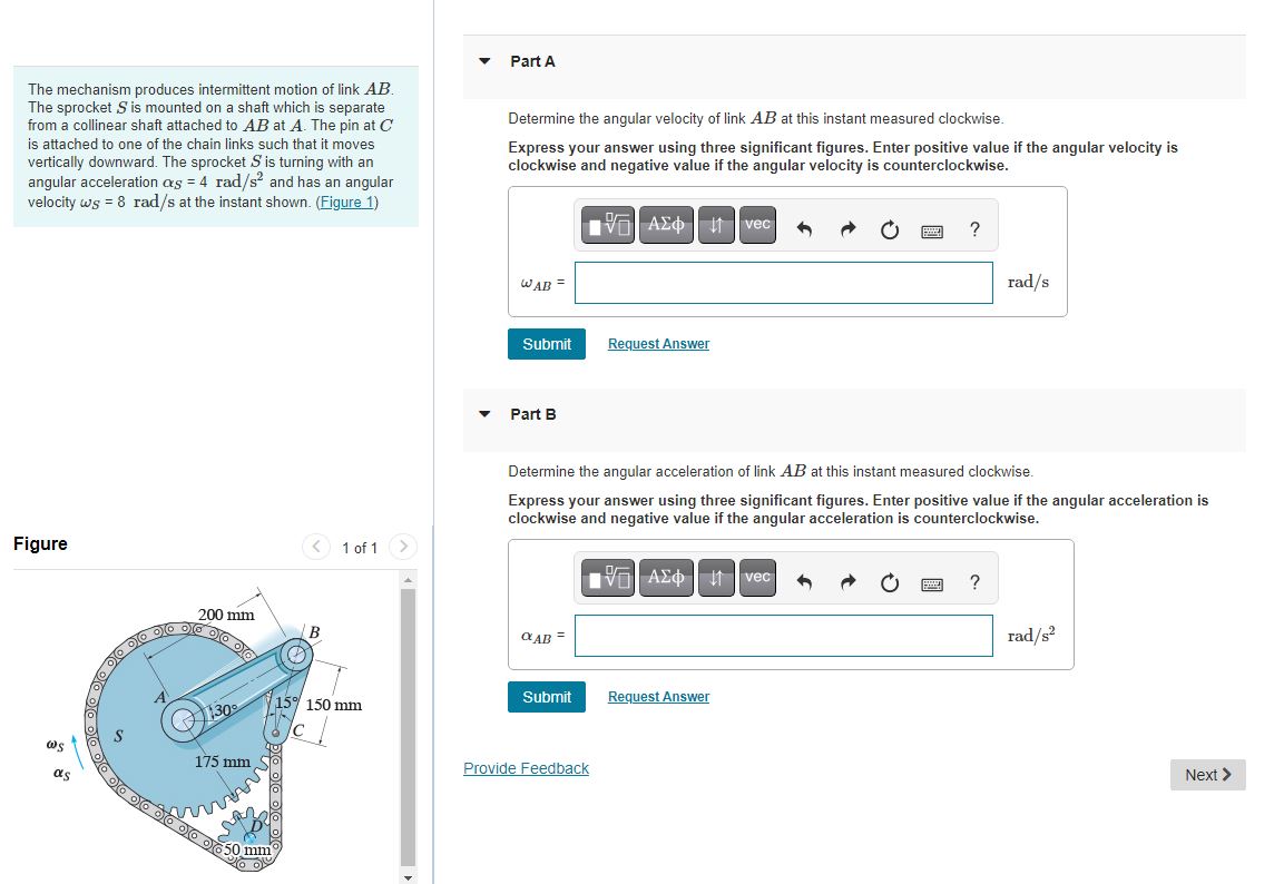 Solved The mechanism produces intermittent motion of link | Chegg.com