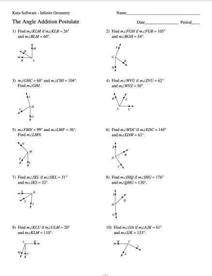 Solved Name Date Kuta Software - Infinite Geometry The Angle | Chegg.com