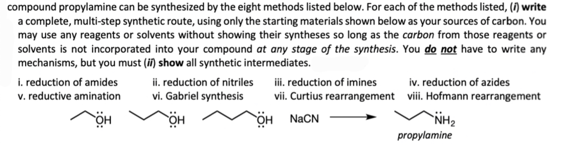 Solved compound propylamine can be synthesized by the eight | Chegg.com