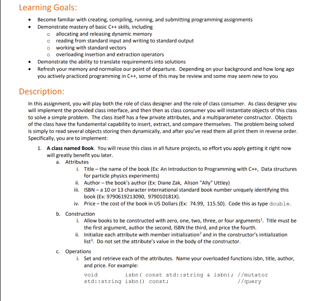 Learning Goals: - Become familiar with creating, | Chegg.com