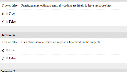 Solved True or false: Questionnaires with non-neutral | Chegg.com