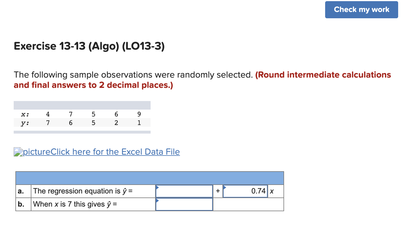 Solved Check my work Exercise 13-13 (Algo) (LO13-3) The | Chegg.com