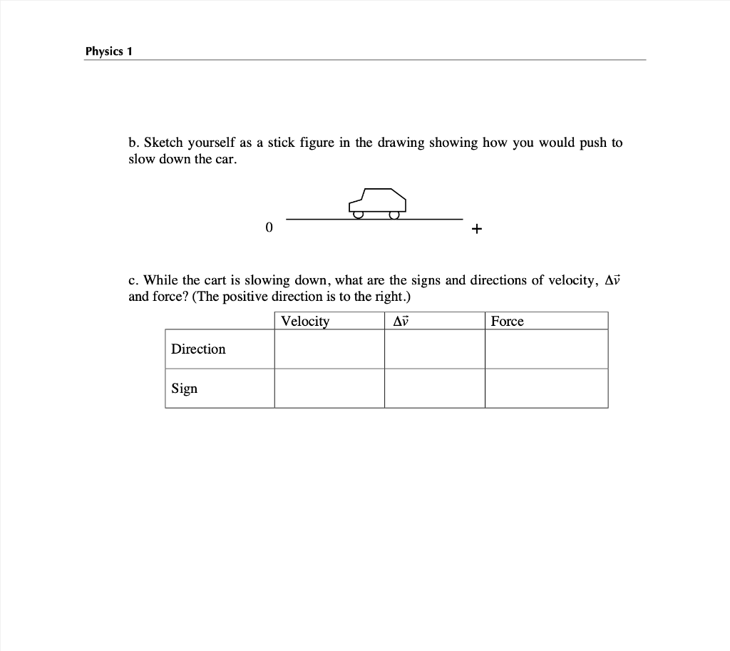 Solved Physics 1 b. Sketch yourself as a stick figure in the | Chegg.com