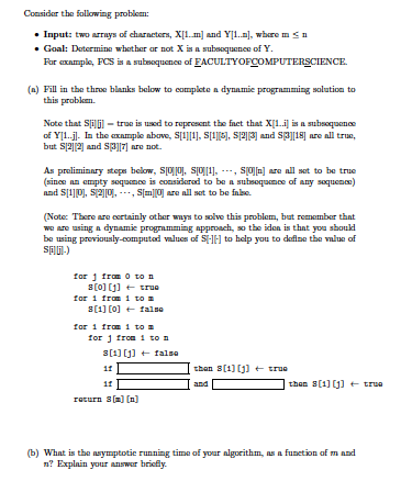 Solved Consider the following problem: • Input: two arrays | Chegg.com