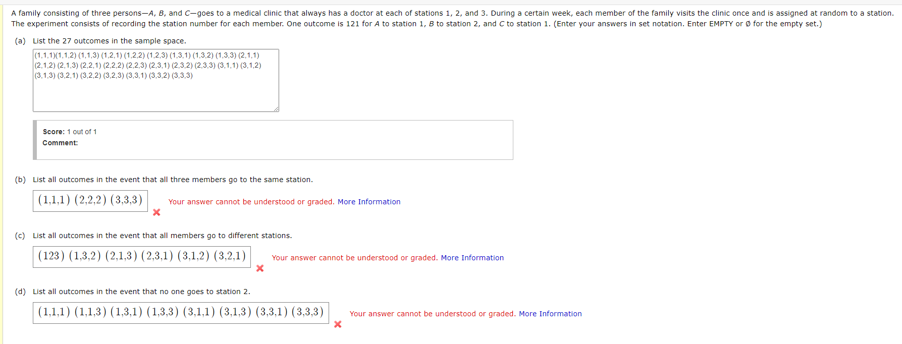 Solved (a) List the 27 outcomes in the sample space. | Chegg.com