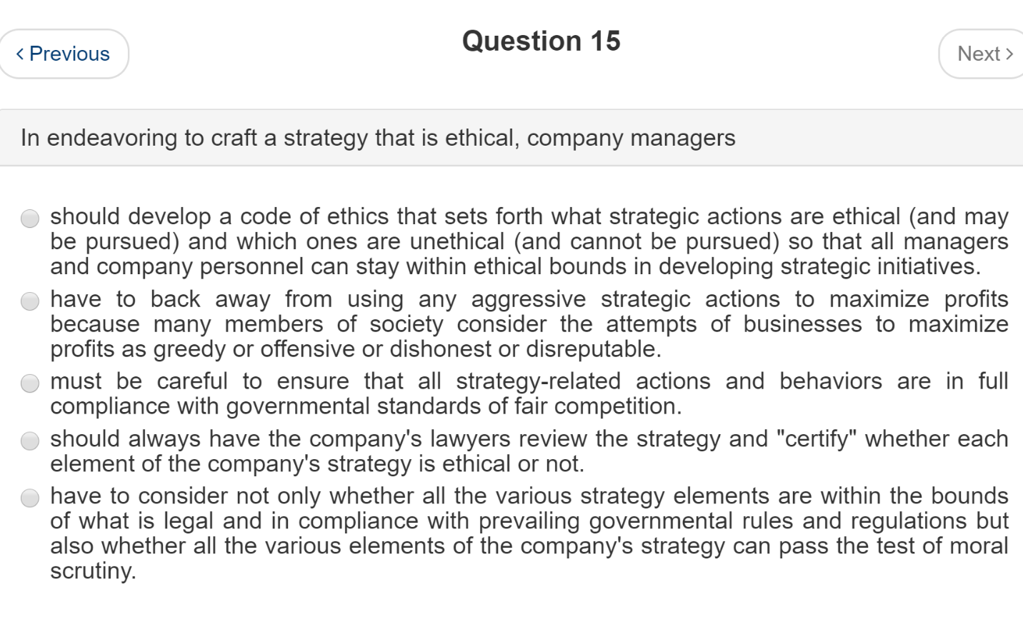 Solved Question 13 A company's strategy | Chegg.com