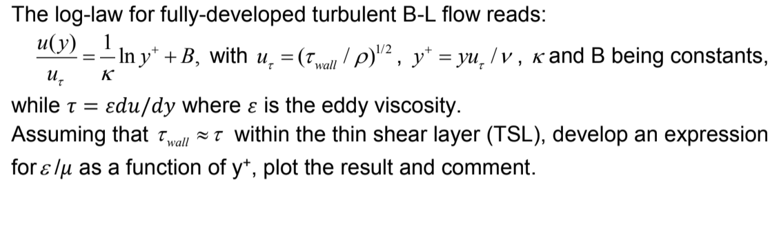 = K The log-law for fully-developed turbulent B-L | Chegg.com