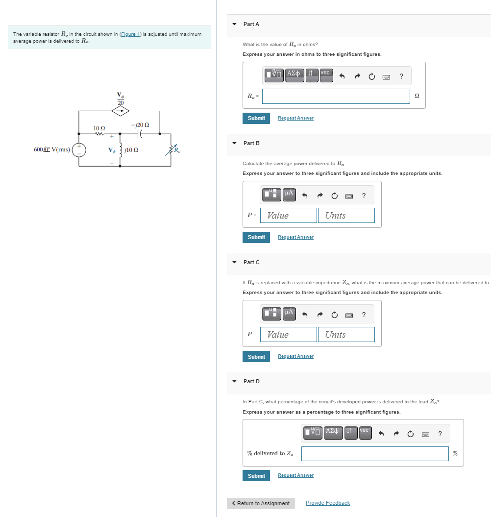Solved The variable resistor Ro ﻿in the circuit shown in | Chegg.com
