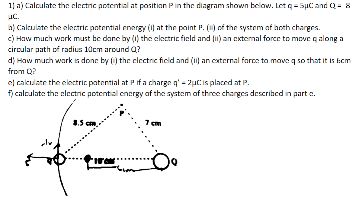 Solved 1) a) Calculate the electric potential at position P | Chegg.com