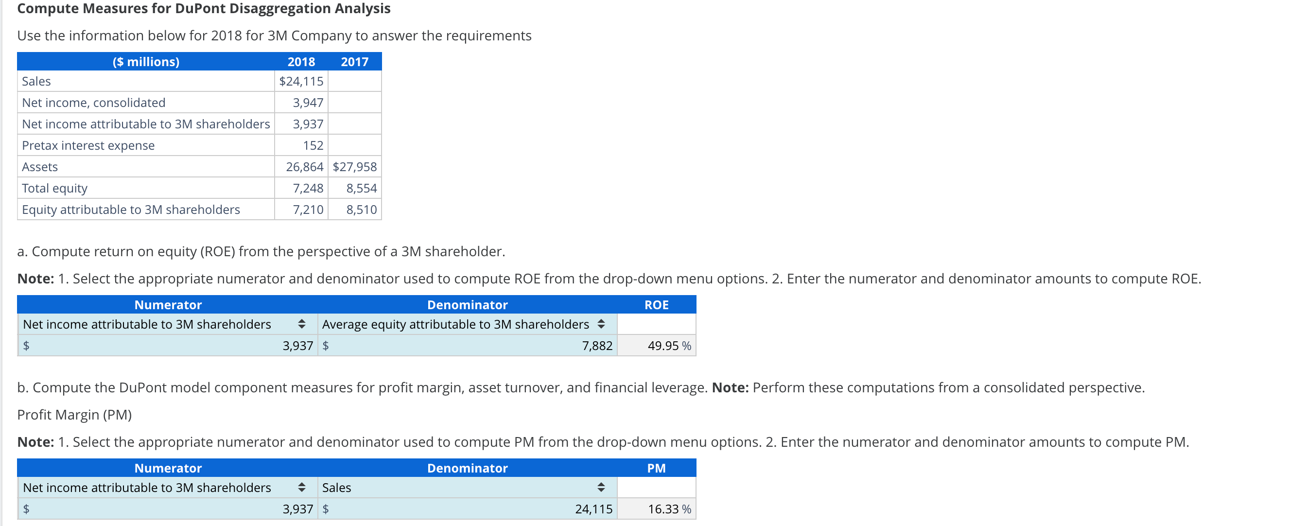 Solved Compute Measures for DuPont Disaggregation Analysis | Chegg.com