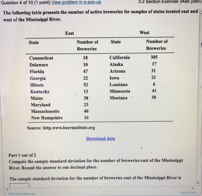 Solved Question 4 of 10 (1 point) View problem in a pop-up | Chegg.com