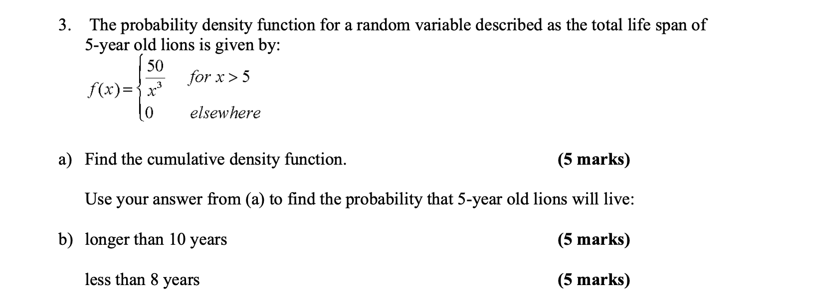 Solved 3. The probability density function for a random | Chegg.com