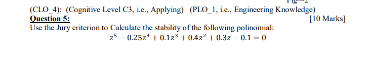 Solved (CLO_4): (Cognitive Level C3, i.e., Applying) (PLO_1, | Chegg.com