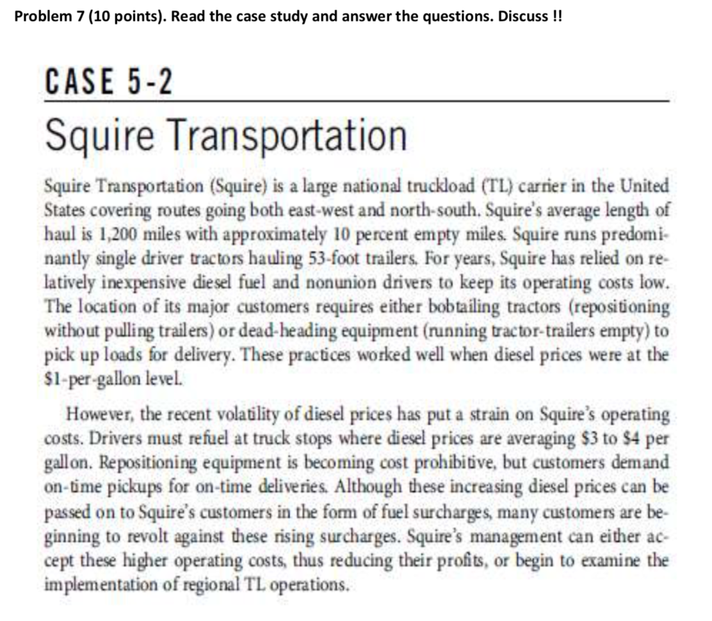 Solved Problem 7 (10 points). Read the case study and answer | Chegg.com