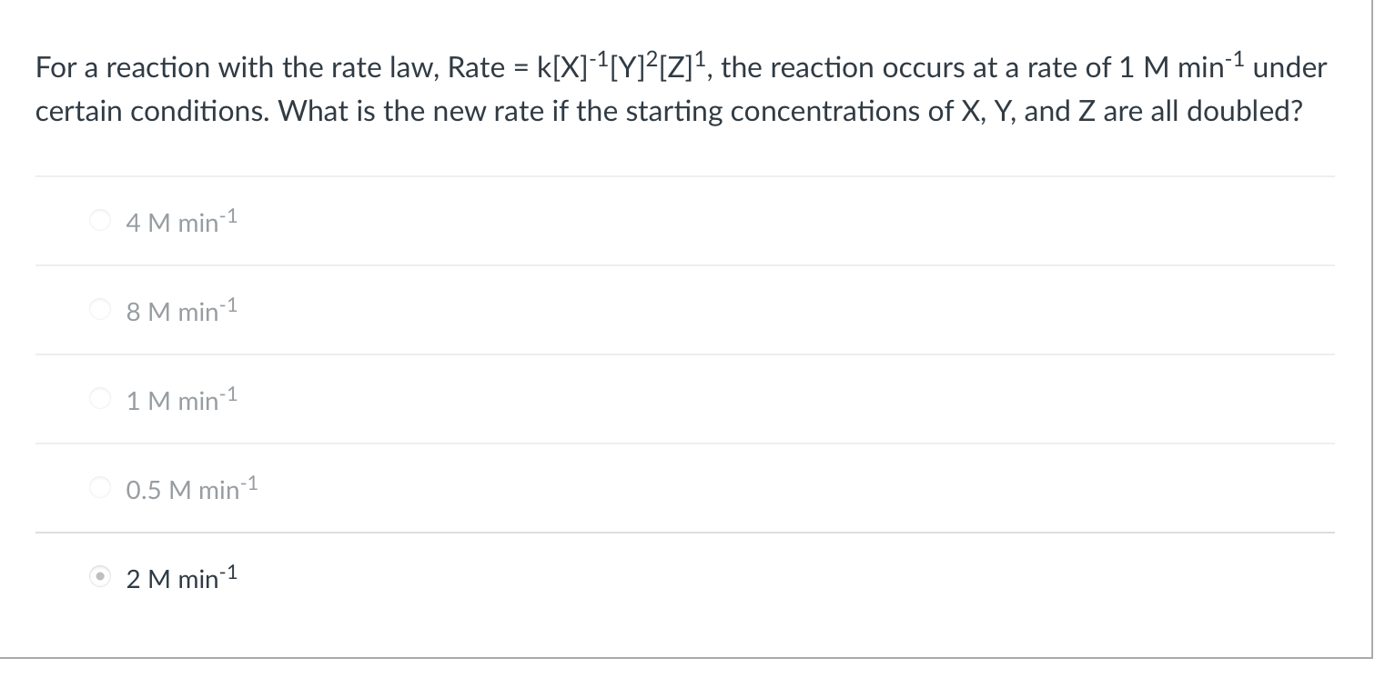 Solved For a reaction with the rate law, Rate \\( | Chegg.com