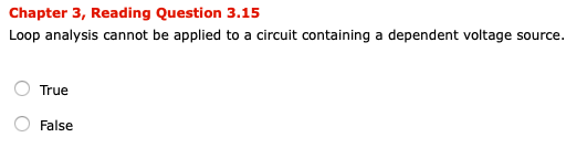 Solved Chapter 3, Reading Question 3.11 In loop analysis, a | Chegg.com