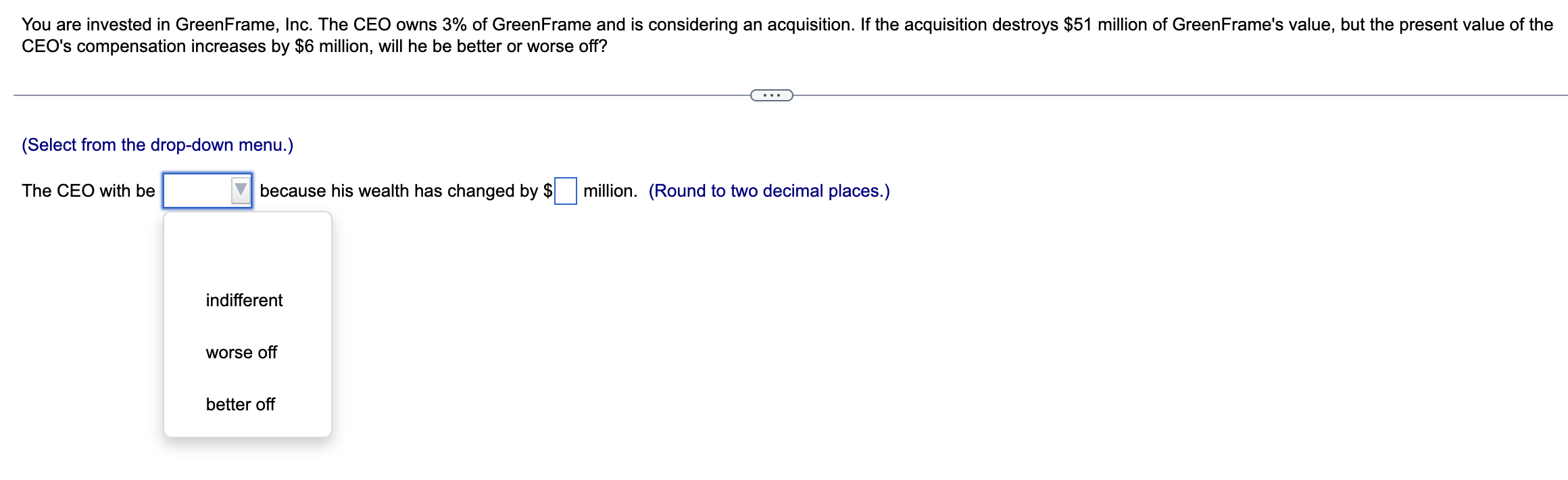 Solved CEO's compensation increases by $6 million, will he | Chegg.com