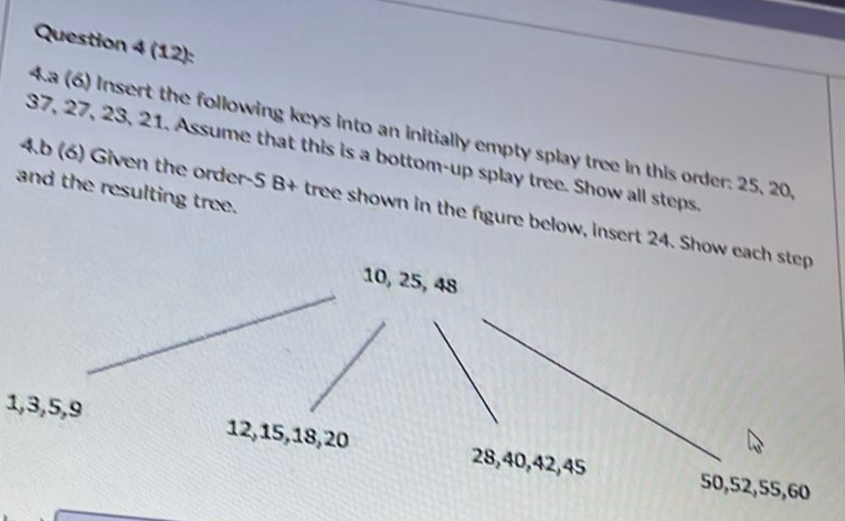 Solved Question 4(12) 4.a(6) insert the following keys into | Chegg.com
