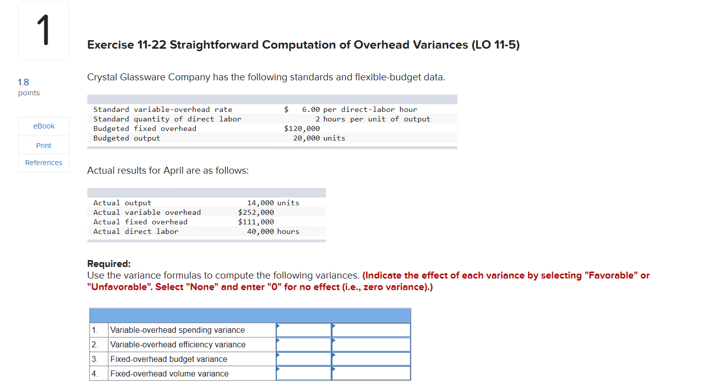 Solved Exercise 11-22 Straightforward Computation of | Chegg.com